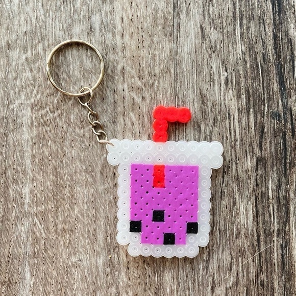 Handmade | Other | Boba Tea Keychain Handmade Perler Beads Collectible ...